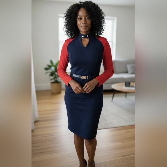 lonyuash | Dresses | Womens Vintage Long Sleeve Navy Blue And Red Dress ...